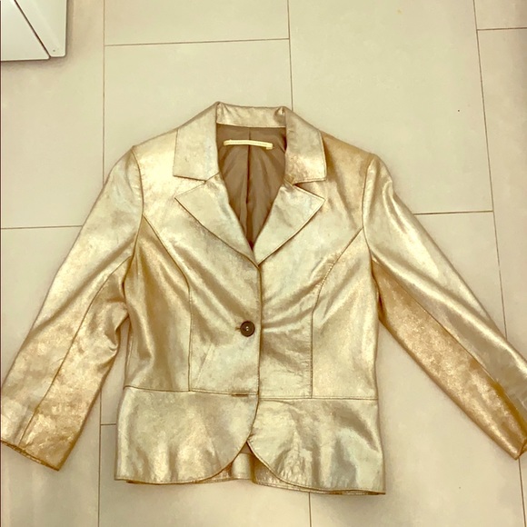 Jackets & Coats | Silver Metallic Leather Blazer | Poshmark